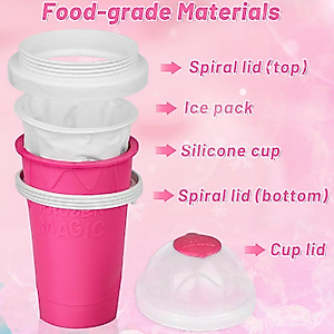 Slushie Maker Cup Frozen Magic: TIK TOK Smoothies Cooling Cup, Double Layer Silica Cup, DIY Homemade Slushies, Portable Squeeze Icy Milkshake Cup Gift for Childrens