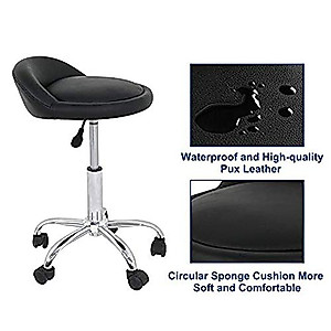 HomGarden Adjustable Hydraulic Rolling Swivel Stool for Massage Salon Office Facial Spa Medical Tattoo Chair Stool w/Backrest Cushion & Wheels,Set of 4