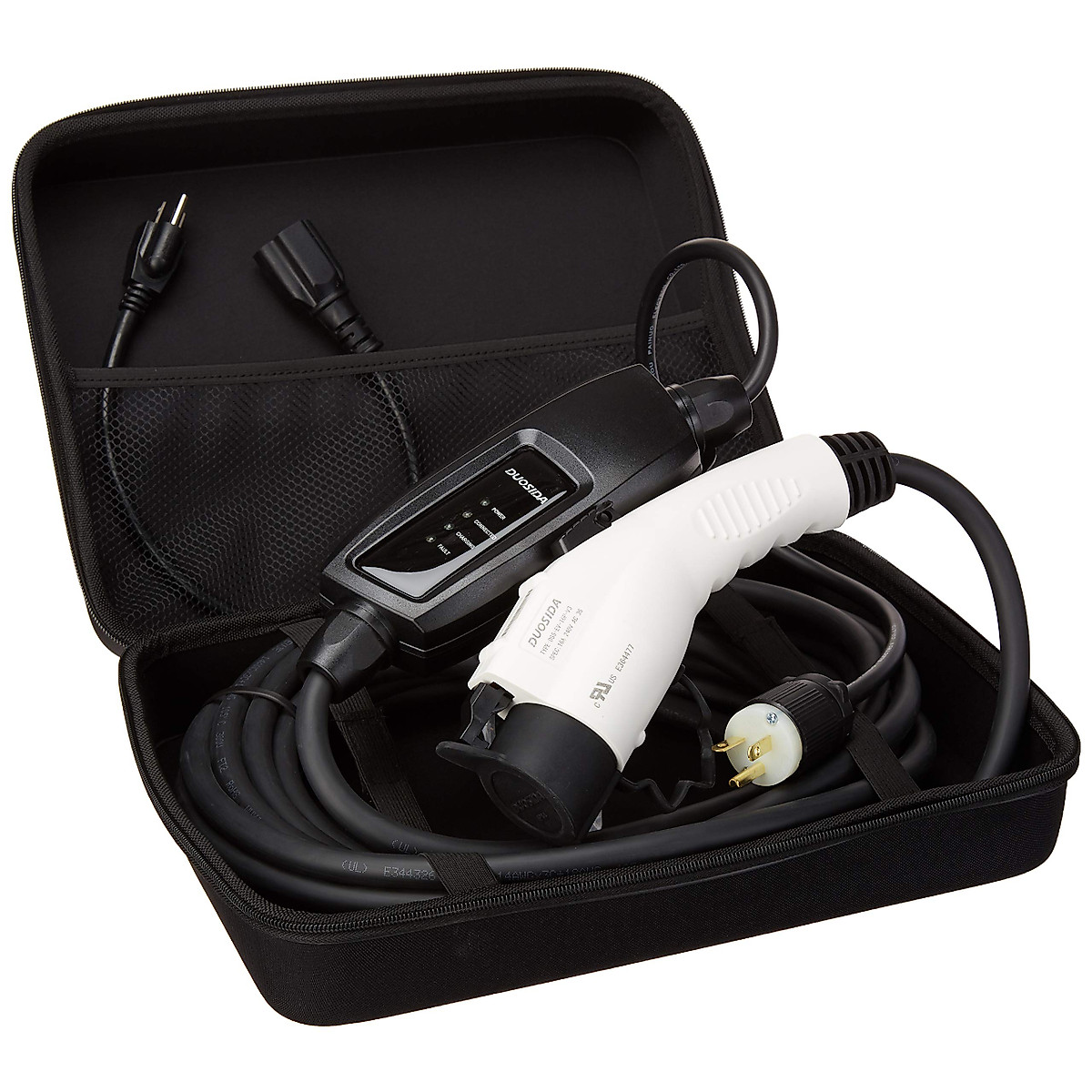 Duosida Level 1+2 EV Charger(120-240V,16A,25ft) Portable EVSE Home Electric Vehicle Charging Station Universal