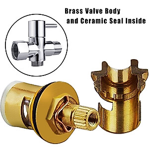 Bidet Valve Adapter 7/8"-Brass Hand Shower Diverter for Toilet Sprayer with Shut Off-3 Way Tee Water Diverter for Bathroom Faucet(Only T-Valve)