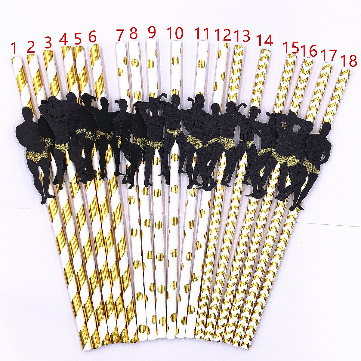 Bachelorette Party Decorations, 36PCS Gold & Rose Gold Naughty Straws Fitness MEN Straw Glitter Confetti Pre-Glued for Hen Girls Night Out Decorations