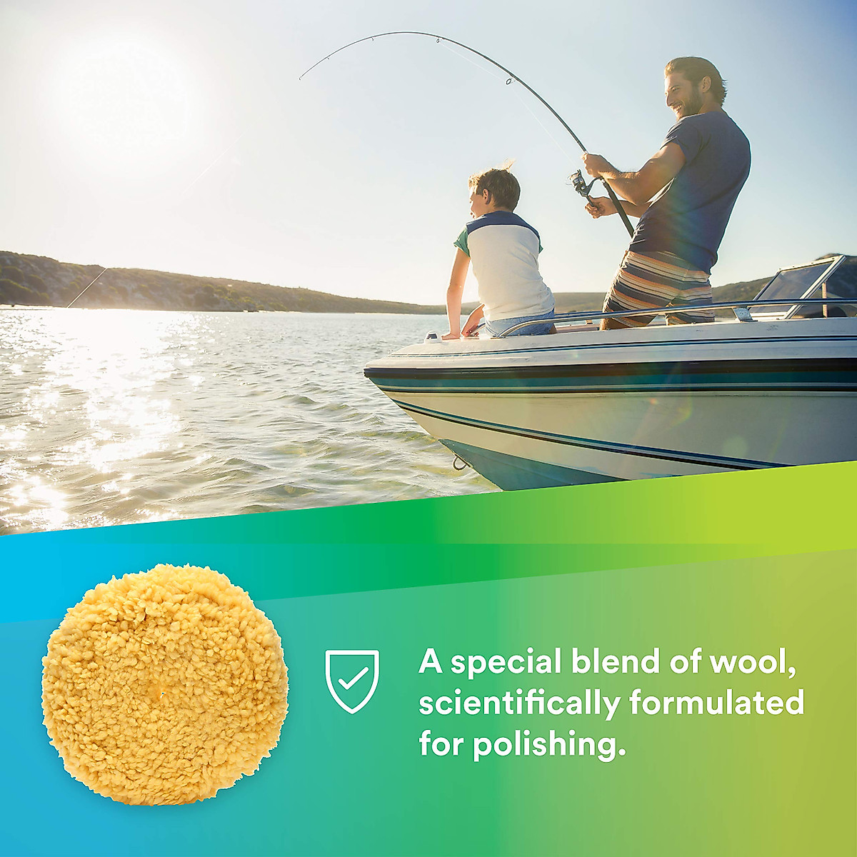 3M Wool Polishing Pad (05713) – For Boats, Cars, Trucks and RVs – Single-Sided – 9 Inches , Yellow