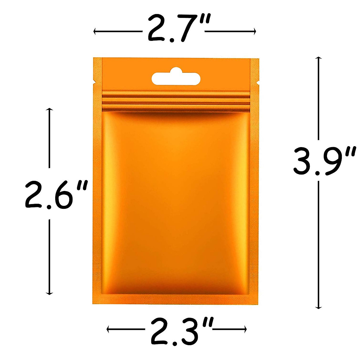 100 Pcs Orange Resealable Smell Proof Ziplock Storage Bags, Foil Pouch for Food Storage (2.7 x 3.9 inch/ 7 x 10 cm)