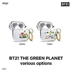 elago l BT21 Green Planet Case Compatible with Apple AirPods Pro, Durable TPU Material, Reduced Yellowing, Clear Protection, Supports Wireless Charging [Official Merchandise] (Forest)