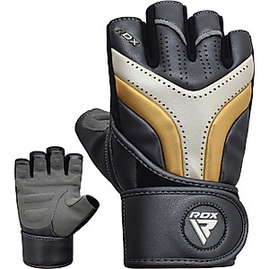 RDX Weight Lifting Gloves for Gym Workout, Long Wrist Support Strap with Padded Palm Protection, Great Grip for Powerlifting, Men Women Strength Training, Fitness Bodybuilding, Weightlifting Exercise