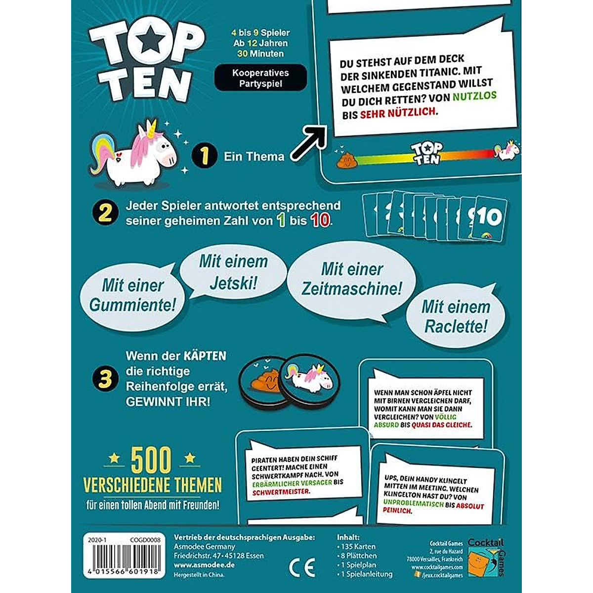 Asmodee Cocktail Games | Top Ten | Party Game | Nominated for Game of The Year 2022 | 4-9 Players | from 12+ Years | 30 Minutes | German