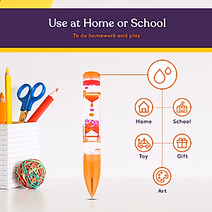 Special Supplies Liquid Motion Bubbler Pens, 6-Pack Colorful Hourglass Timer with Droplet Movement, Bedroom, Sensory Play, Cool Home or School (Pack of 6 Pens)