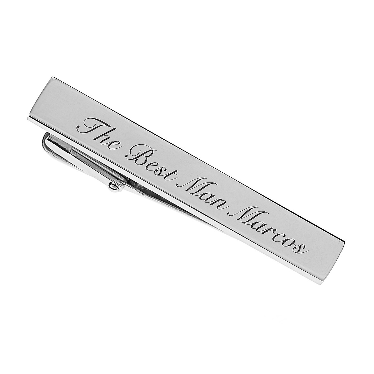 Personalized Hand Polished Silver Stainless Steel Tie Clip Custom Engraved Free - Ships from USA