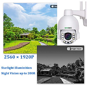 SV3C 5MP PTZ IP Camera Outdoor, Dual Band 2.4G 5GHZ WiFi Cameras, Auto Tracking 5X Optical Zoom Onvif Security Camera with Humanoid Detect, RTSP, Metal Case Waterproof, Two-Way Audio, SD Card Record