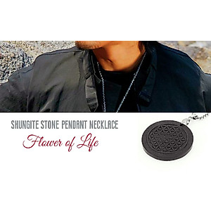 SZFMSWE Shungite necklace flower of life shungite stone pendant necklace