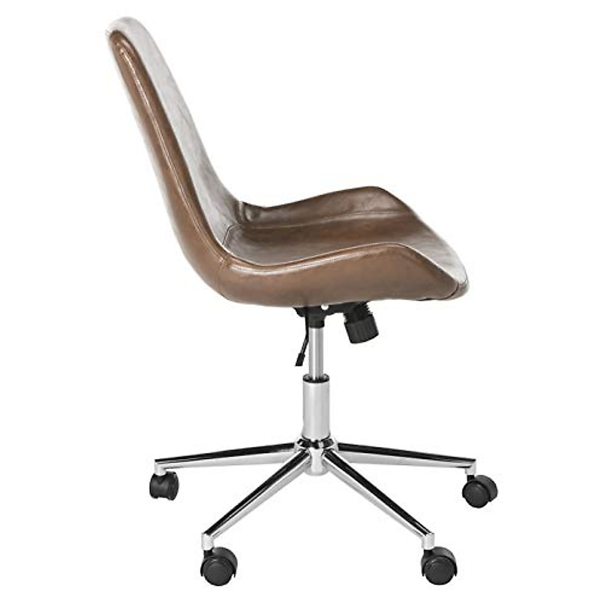 SAFAVIEH Home Collection Fletcher Brown Faux Leather/ Chrome Swivel Adjustable Height Office Desk Chair
