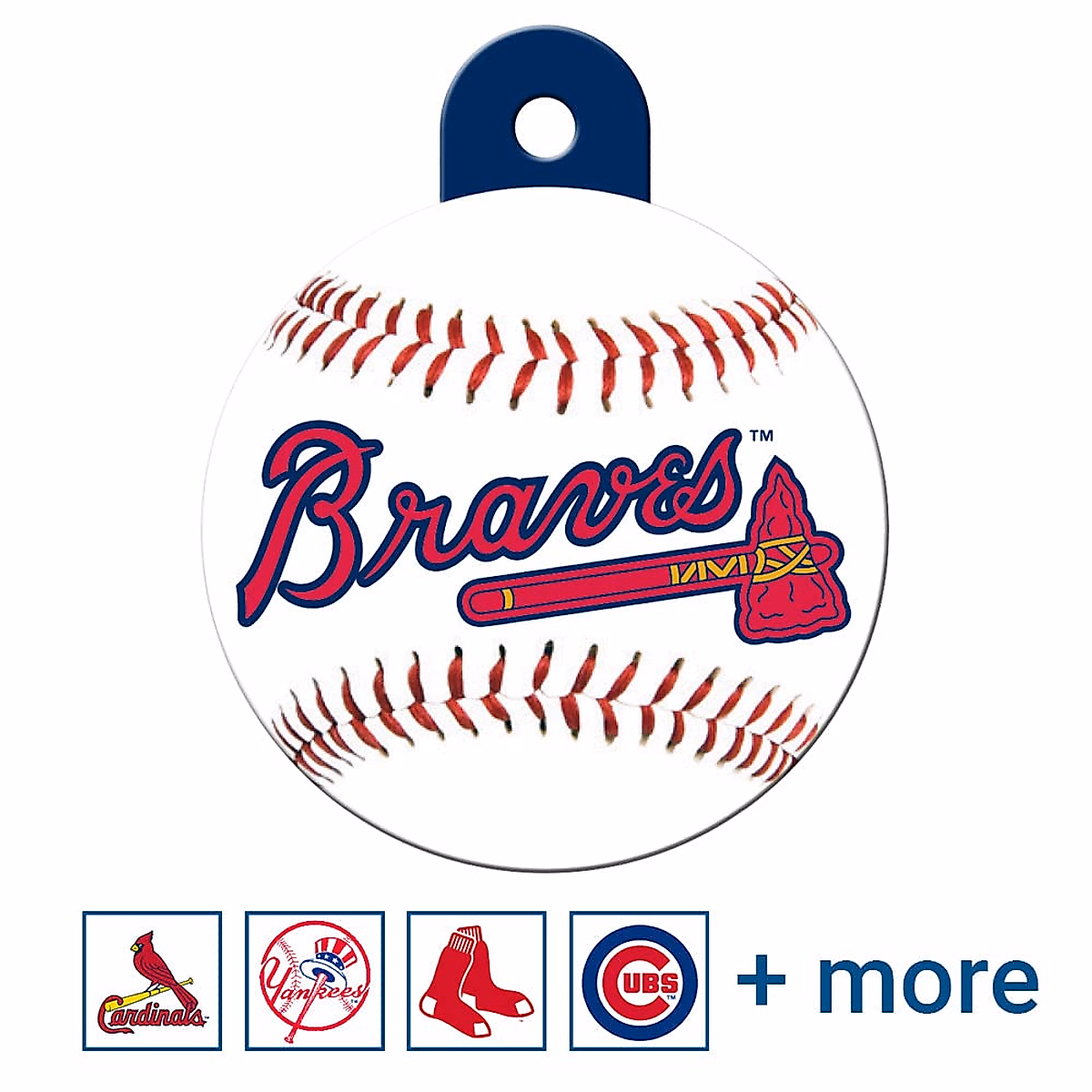 GoTags MLB Atlanta Braves Personalized Dog Tags, Round Baseball Shape Solid Brass Engraved Pet ID Tags