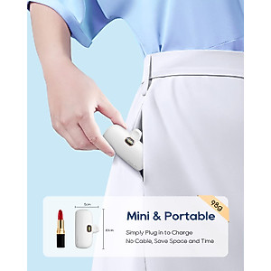 Kuulaa Small Portable Charger iPhone with Built-in Lightning Cable & Mini USB C Power Bank Fast Chargingfor Samsung