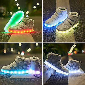 LED Light Up Shoes with Flying Wings for Boys Girls Kids Hip-Top Flashing Sneakers for Festivals, Party, Christmas, Halloween,Friend Gift with USB Charging, White 36