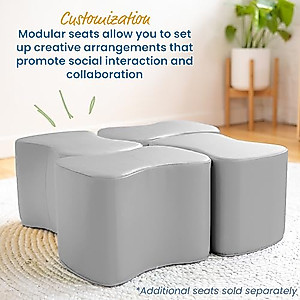 ECR4Kids SoftZone Toddler Modular Stool Set, Flexible Seating, Grey, 2-Pack