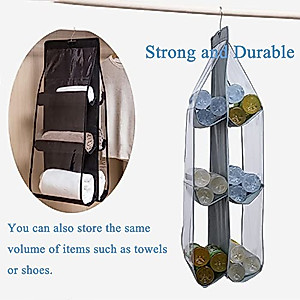 JRIQHOLD Purse Organizer Closet Dustproof Handbag Organisers Set, 2 Pcs 6 Pockets Nonwoven Fabric Easy Access Hanging Purse Storage Organizer for Dormitory Bedroom (Grey&Black)