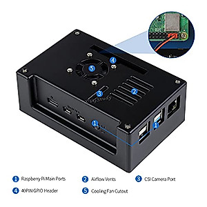 XYGStudy 4.3inch Capacitive Touch Display LCD for Raspberry Pi 4, with Protection Case Cooling Fan Screen Resolution 800×480 IPS Wide Angle MIPI DSI Interface, Supports Pi 4B Driver Free