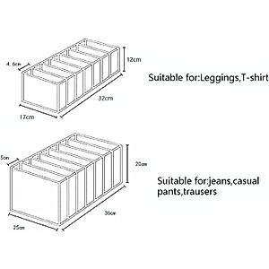 7 Grids Washable Wardrobe Clothes Organizer,Mesh Clothes Storage Organizer for Jeans，Leggings Compartment Storage (2Pcs White, Medium+Large)