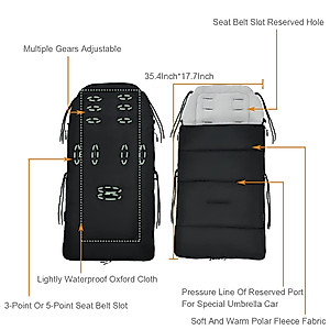 JOFOL BABE Baby Bunting Bag Stroller Footmuff - Warm Bunting Bag Baby Stroller - Winter Baby Bunting Bag Stroller - Universal Stroller Bunting Bag Infant - Outdoor Stroller Sleeping Bag Toddler (Grey)