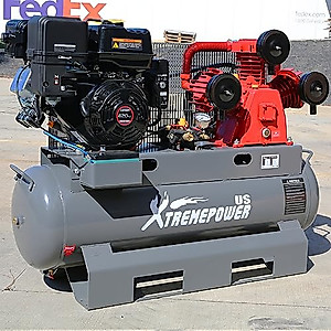 XtremepowerUS 13HP Air Compressor Tank 30 Gallon Gas-Powered Service Truck Horizontal Compressor Tank