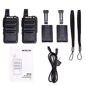 Retevis RT19 Walkie Talkies Rechargeable FRS 22 Channel 1300mAh Lightweight Small Two Way Radio Long Range Walky Talky for Neighborhood Skiing Gift Hunting(2 Pack)
