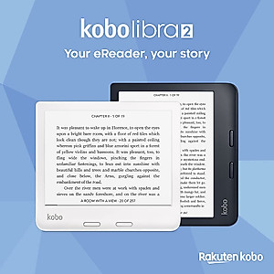 Kobo Libra 2 | eReader | 7” Glare Free Touchscreen | Waterproof | Adjustable Brightness and Color Temperature | Blue Light Reduction | eBooks | WiFi | 32GB of Storage | Carta E Ink Technology | White