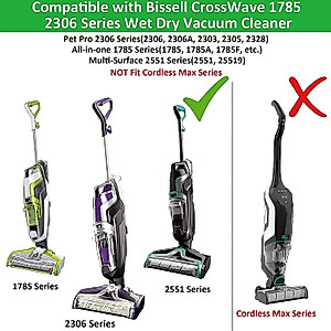 for Bissell CrossWave Pet Pro 2306A CrossWave 1785 Series Replacement Parts 1 Pack 2460+1 Pack 1868 Multi-Surface Pet Pro Cleaner Brush Rolls Tangle-Free+4 Pack 1866 Vacuum Filter Part 1613568 1608684