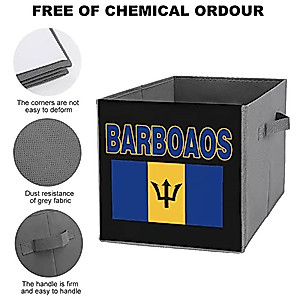 Flag of Barbados Large Cubes Storage Bins Collapsible Canvas Storage Box Closet Organizers for Shelves