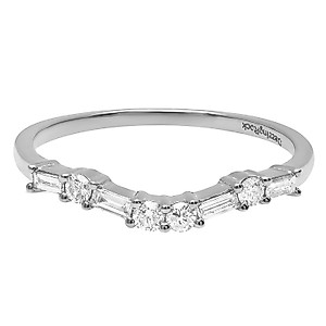 Dazzlingrock Collection 0.25 Carat (ctw) 14K Round & Baguette Diamond Ladies Wedding Band 1/4 CT, White Gold, Size 6