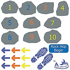 Rock Hop Begin Playscape - Counting Numbers 1-10 School & Classroom Sensory Path Kit Accessories – with 21 Custom Vinyl Floor Decals