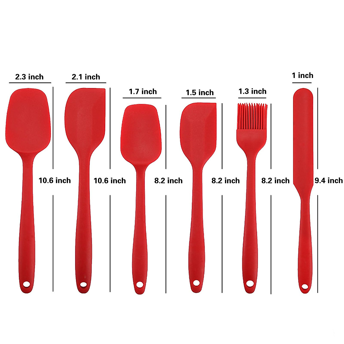 Food Grade Silicone Spatula Set of 6, High Temperature Resistant Seamless One Piece Design, Kitchen Utensils Nonstick for for Cooking, Baking and Mixing