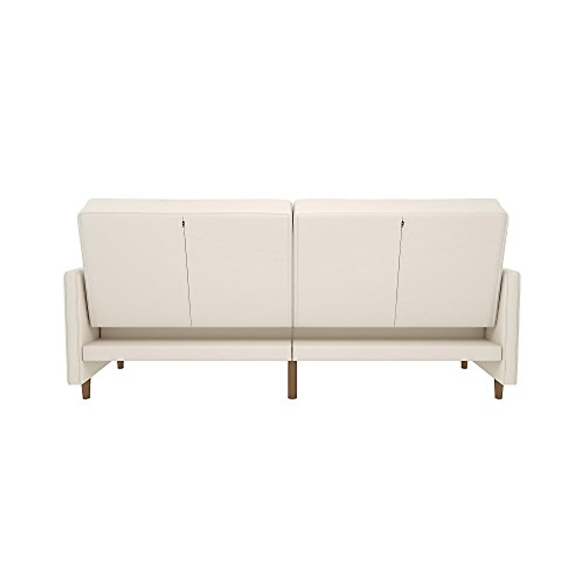 DHP Andora 76 Inch Futon Sofa Bed in Faux Leather, Modern Upholstered Couch Sleeper with Button Tufted Back and Seat, White