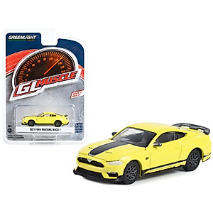 2021 Ford Mustang Mach 1, Yellow - Greenlight 13320F/48-1/64 Scale Diecast Car