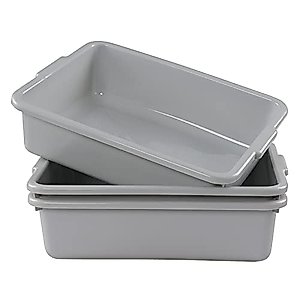 Utiao 13 L Commercial Bus Tub Box, 3-Pack Dishpan Basin Tub, Grey