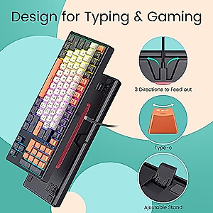 Mechanical Keyboard with Number Pad, Upgraded RGB Wired 85% Compact Keyboard with Gasket Structure, Hot Swappable Red Switch Mechanical Gaming Keyboard /Programmable /93 Keys for Windows Mac PC Laptop