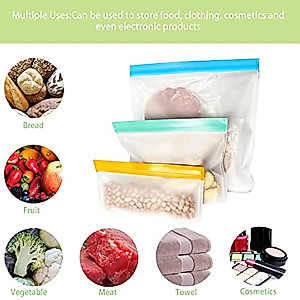 10 Pack Reusable Food Storage Bags, BPA Free Food Freezer Sealed Leak-Proof Bags for Family Activities, Travel Storage Food (3 Snack Bags + 4 Vegetable & Fruit Bags + 3 Gallon Bags