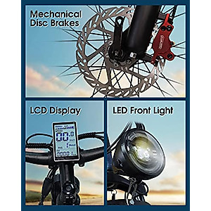 tifgalop Adult Electric Bike, 1000W Motor, Speed max 33 MPH, 48V 18Ah Removable Lithium Battery, 26'' Fat tire Electric Bike Snow Beach Electric Bike 7 Speed