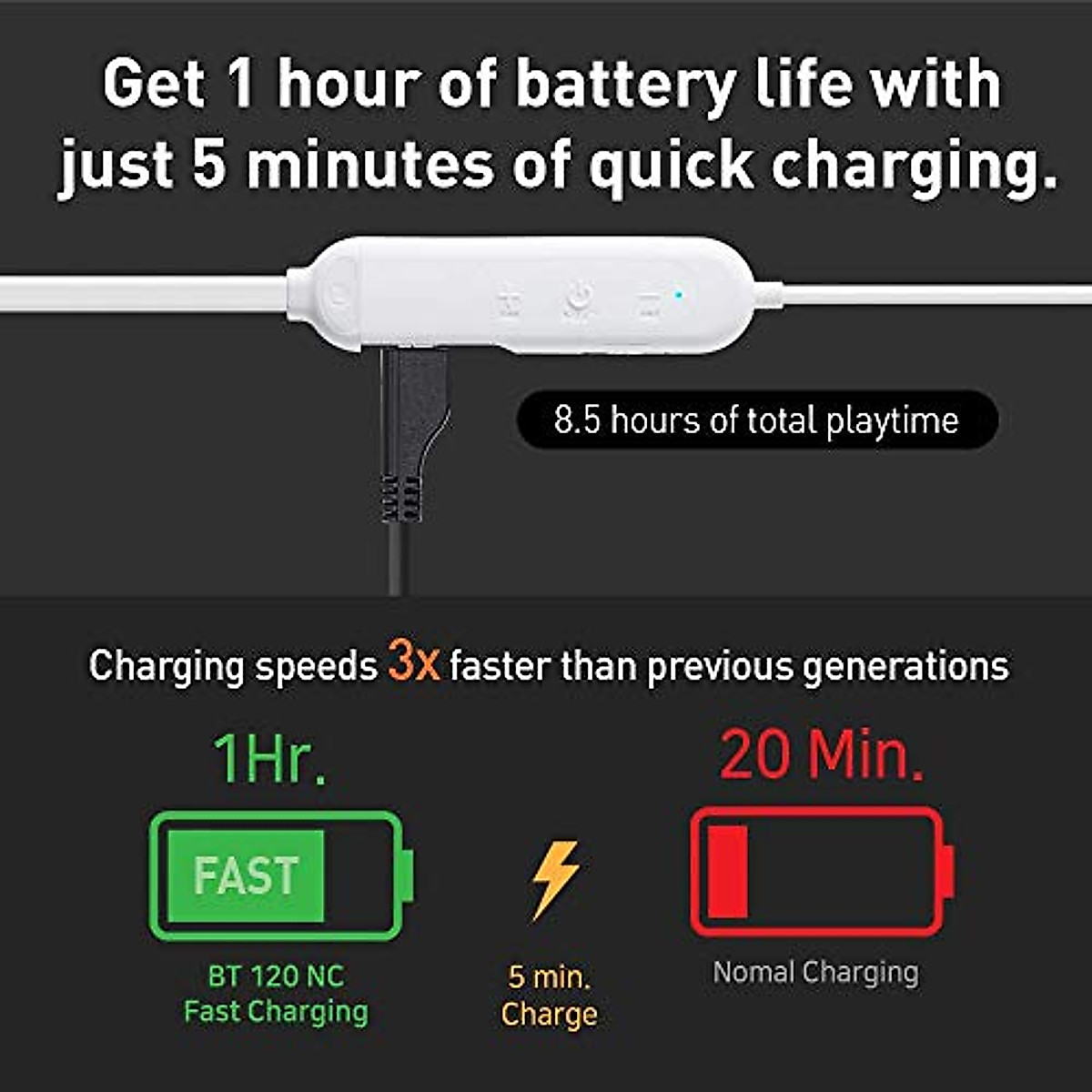 Phiaton BT 120 NC Qualcomm Bluetooth Wireless Active Noise Cancelling Earbuds – Neckband Headphones with Inline Control and Microphones, BT Earphones with Noise Cancellation and IPX4 Water Resistant