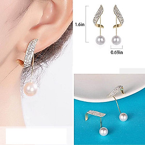 XUDEJUN Pearl Earrings Female S925 Silver Dangle Earrings with Drop Pearl Female Earrings Jewelry Gold E133