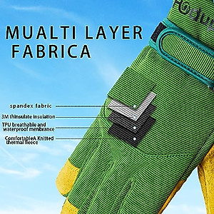 Waterproof Insulated Winter Work Gloves, 3M Thinsulate Thermal Lining - Extra Grip Flexible Warm Heavy Duty Gloves for Working in Cold Weather for Women,M