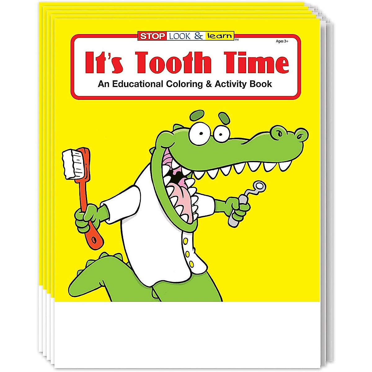 ZOCO - It's Tooth Time - Educational Coloring Books for Kids (25 Bulk Pack, Without Crayons) - Dentist Toys for Kids - Dental Office Supplies