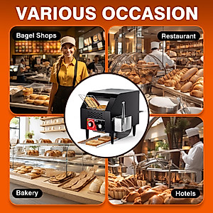PYY Commercial Conveyor Toaster with Electric Stainless Conveyor, Heavy Duty Toaster for Restaurant Bun Bagel Bread (150 Slices/h Black)
