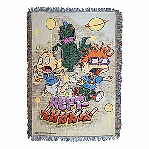 Nickelodeon's Rugrats Nick Rewind, "Reptahhhh" Woven Tapestry Throw Blanket, 48" x 60", Multi Color
