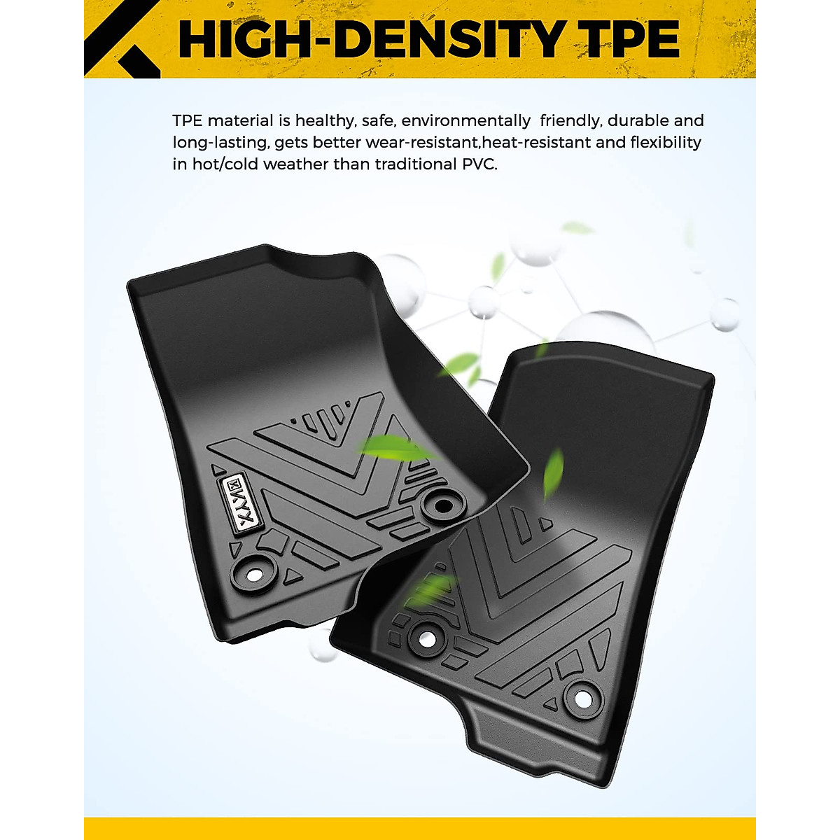 KYX All Weather Floor Mats for Toyota Tacoma Double Cab 2018-2023, TPE Rubber Car Floor Liners Full Set 1st and 2nd Row, Custom-Fit Car Mats for Toyota Tacoma Double Cab Odorless Non-Slip