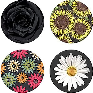 IYAYUHE Multi-Function Cell Phone Stand, Sunflower Modern Grey Florals White Daisy Expanding Stand Grip for Smartphones and Tablets (4 Pack)