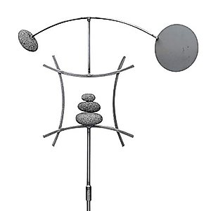 Aura Life Zen Garden Spinner Kinetic Wind Sculpture | Balanced Arch Yard Decor with Rock Cairn and Stake | Relaxing Metal Art Wind Vane Sculptures | Handmade (Bare Steel)