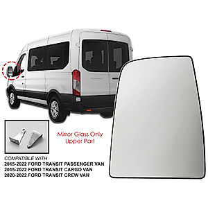 APA Replacement for Exterior Rear View Mirror Glass Upper Non-Heated 2015-2022 TRANSIT Van 150 250 350 Driver Left Side FO1324147 CK4Z17K707A