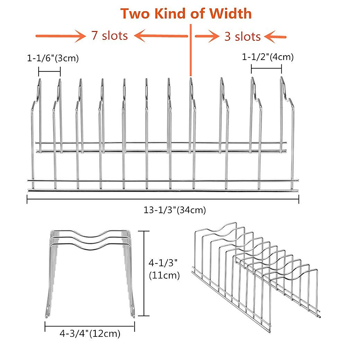SANNO Pot Lid Organizer Pot Lid Rack Holder Drawer Plate Organizer Expandable Cabinet Shelf Organizer Rack, Large Kitchen Cupboard Organizer