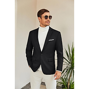 COOFANDY Men's Slim Fit Casual Blazers Lightweight Sport Coats One Button Suit Jackets Black