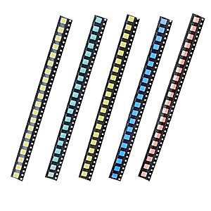 Bridgold 100pcs 5 Types Colors 5050 Red Yellow Blue Green White SMD LED Diode Lights Chips Kits (Surface Mount) 20mA High Intensity Lighting Components Light Emitting Diodes. (5050)